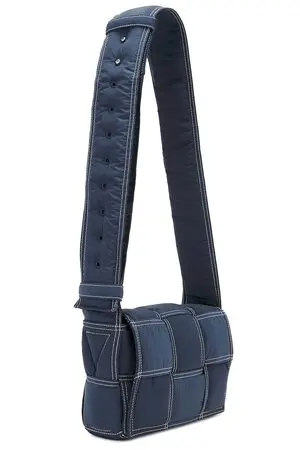 Bottega Veneta Padded Cassette Nylon Bag - Deep Blue & White